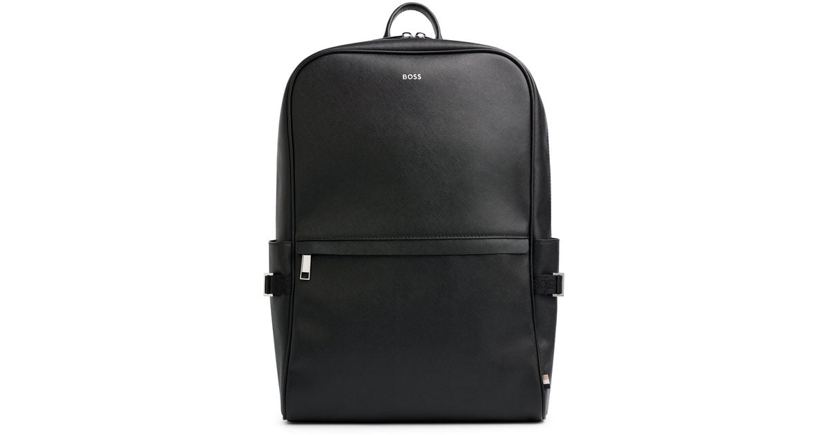 BOSS by HUGO BOSS Structured-leather Backpack With Silver-tone Logo in ...