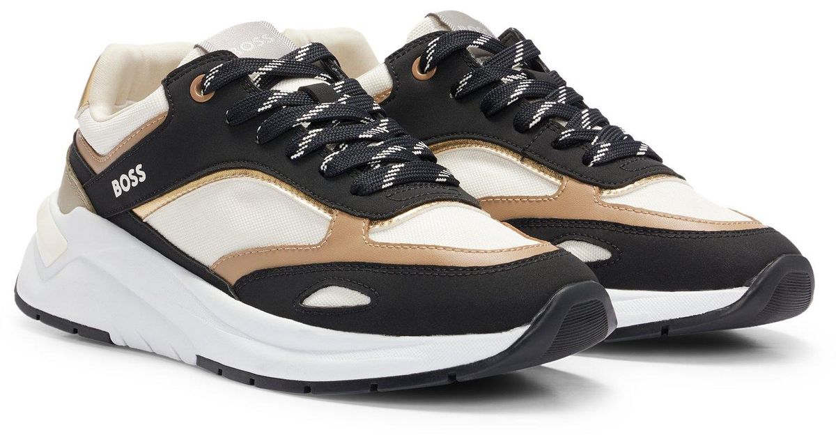 BOSS Mixed-material Trainers With Metallic Details in White | Lyst UK