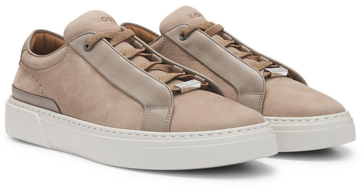 BOSS X Aston Martin Grained-Leather Trainers With Hidden Laces in ...