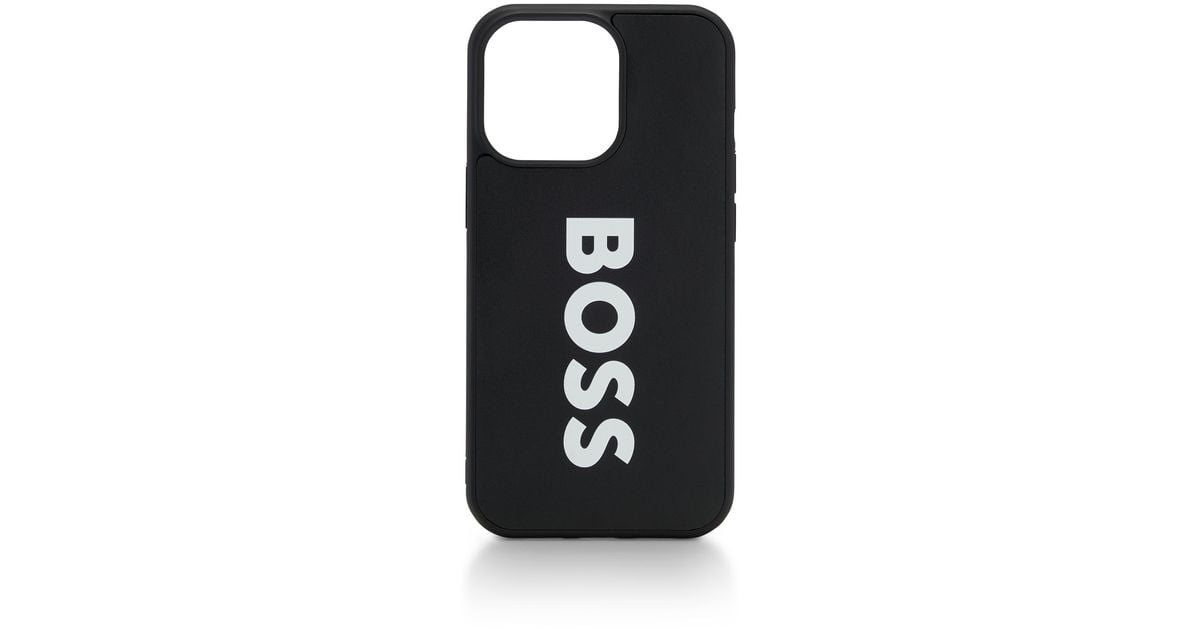 BOSS Leather-covered Iphone 13 Pro Case With Contrast Logo in Black for ...