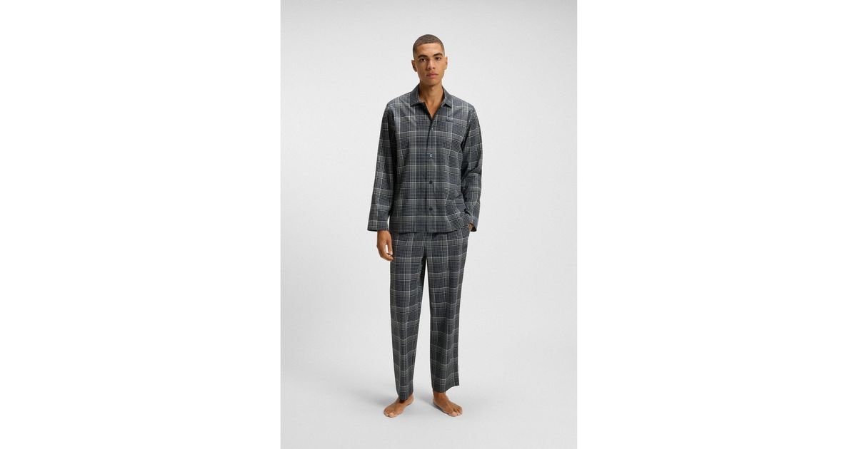 BOSS Gift-Boxed Checked Pyjamas With Embroidered Logos in Grey for Men ...