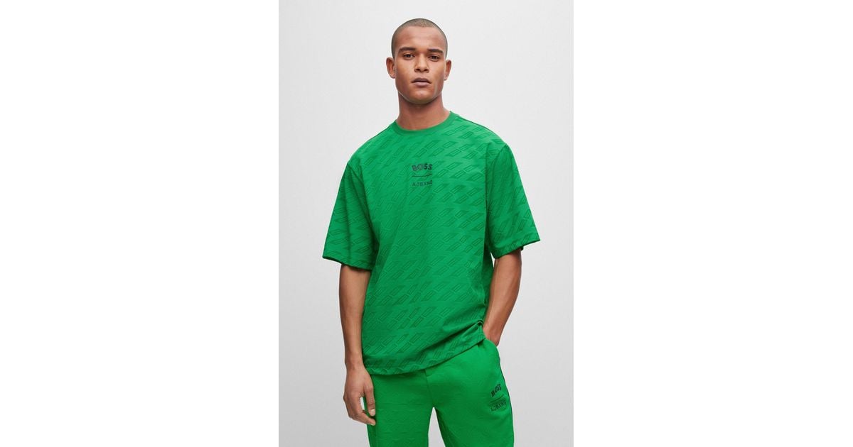 BOSS X Ajbxng Relaxed Fit Logo Print T-shirt in Green for Men | Lyst UK
