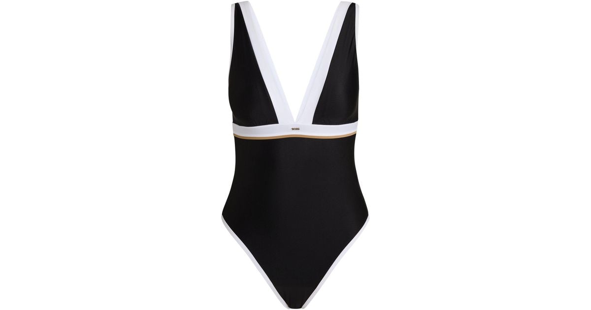 BOSS One-Piece Spf 50 Swimsuit in Black | Lyst Canada