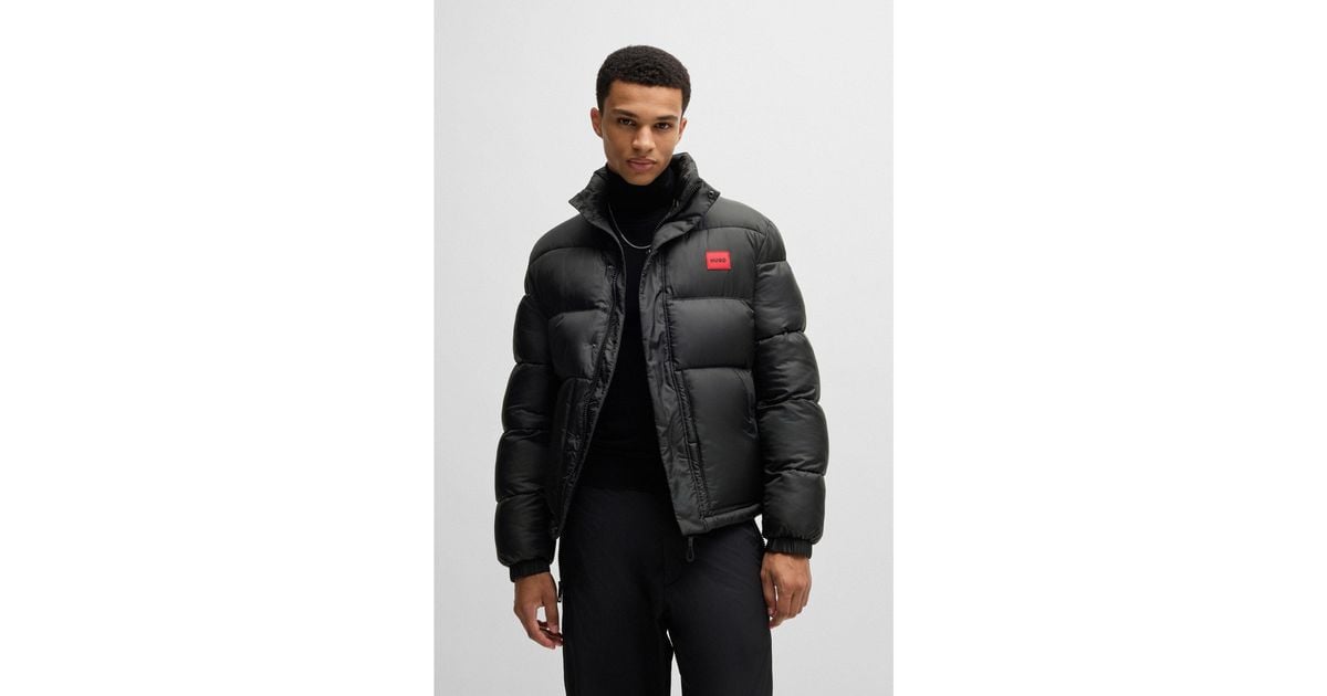 HUGO Water-Repellent Puffer Jacket With Logo Label in Black for Men ...