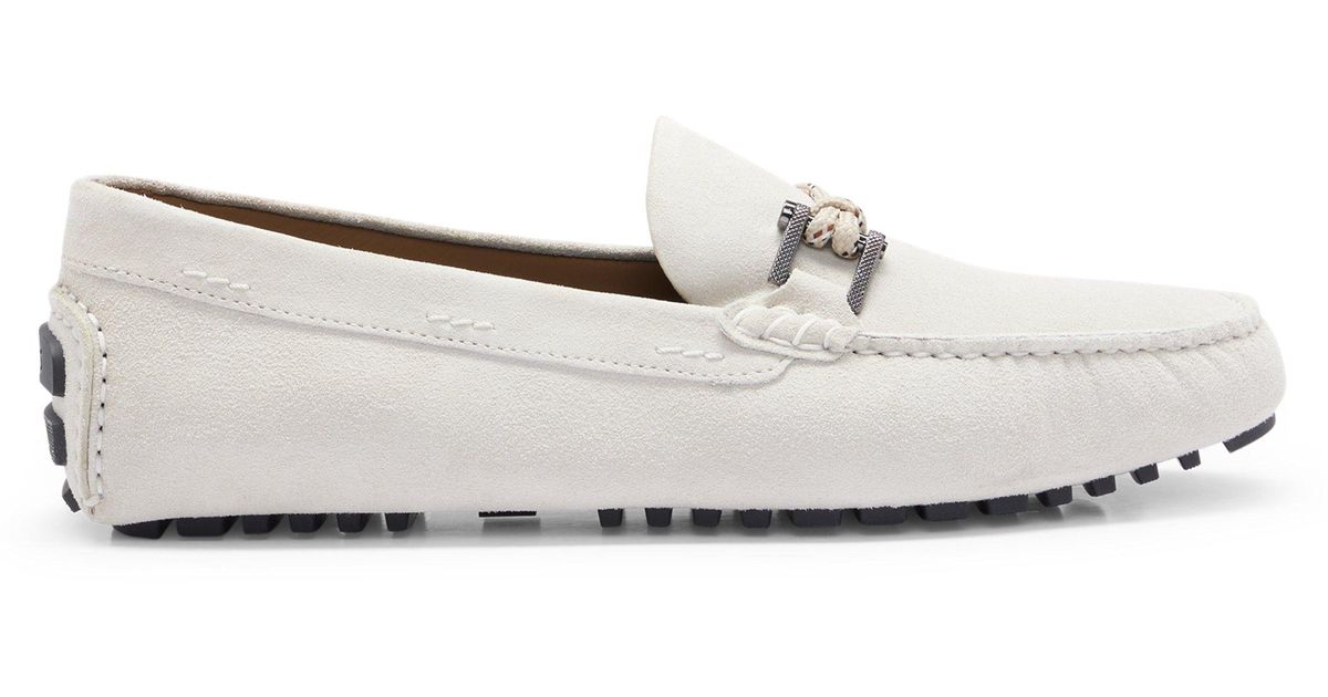 BOSS by HUGO BOSS Driver Moccasins In Suede With Cord And Hardware ...