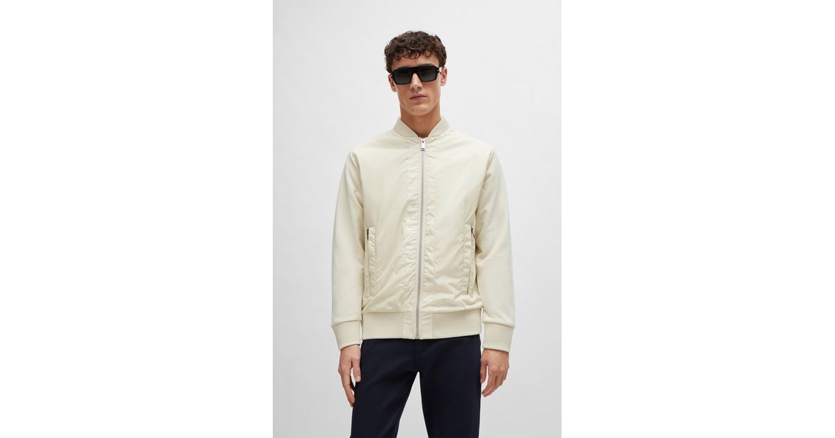 BOSS Porsche X Bomber Jacket With Embroidered Logo in Natural for Men ...