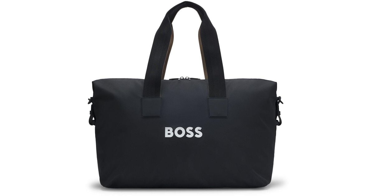 BOSS Contrast-logo Holdall With Signature-stripe Handles in Black for ...