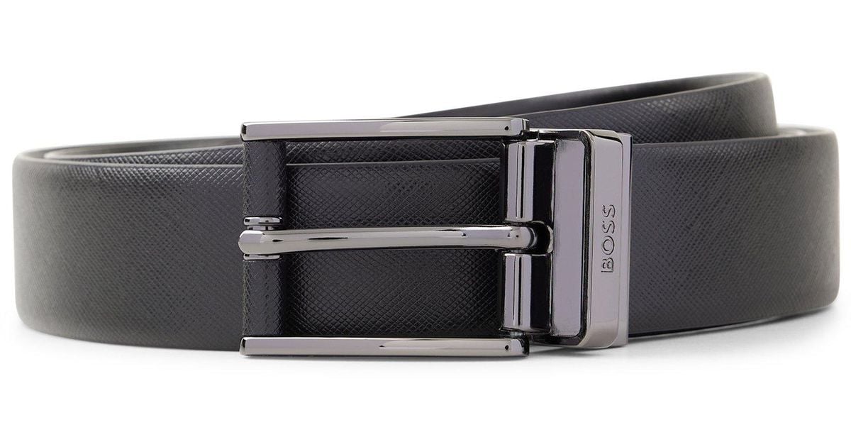 BOSS by HUGO BOSS Reversible Belt In Smooth And Structured Italian ...