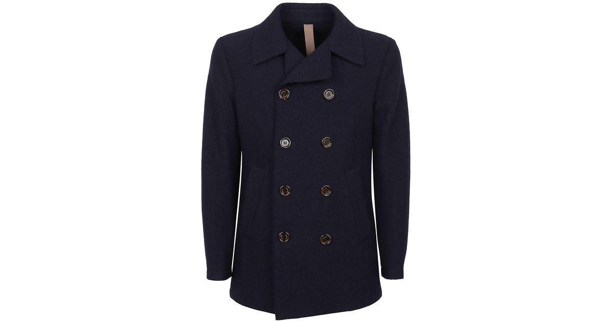 Eleventy Double-breasted Virgin Wool Short Coat in Blue for Men - Lyst