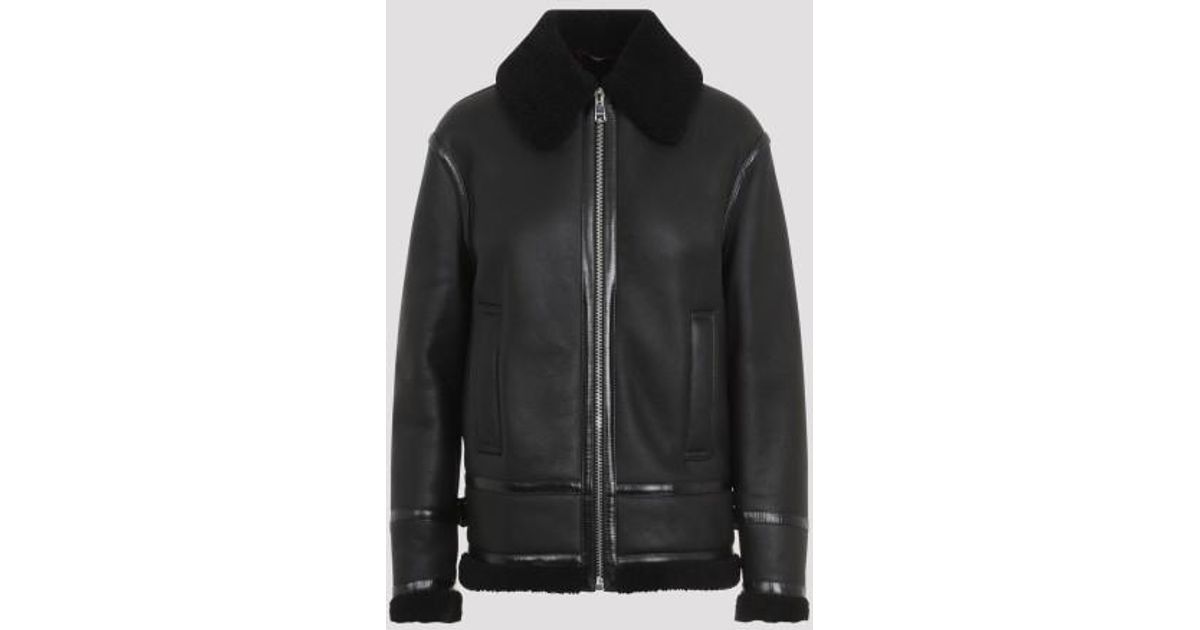 Gucci Curly Shearling Biker Jacket in Black | Lyst UK