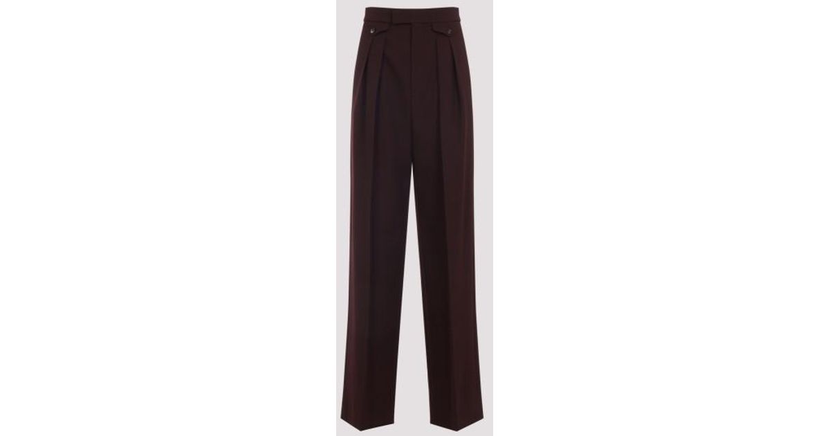 Chloé Chloe Wool Pants in Brown | Lyst UK