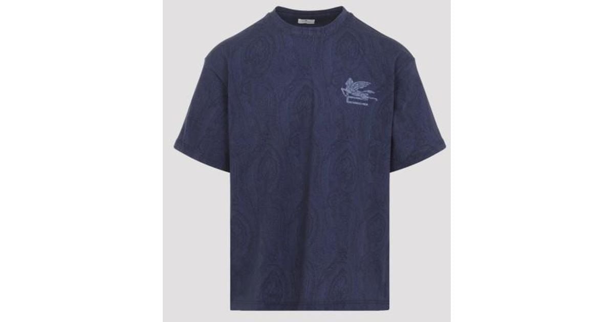 Etro Crewneck Embroidery Logo T-Shirt in Blue for Men | Lyst UK