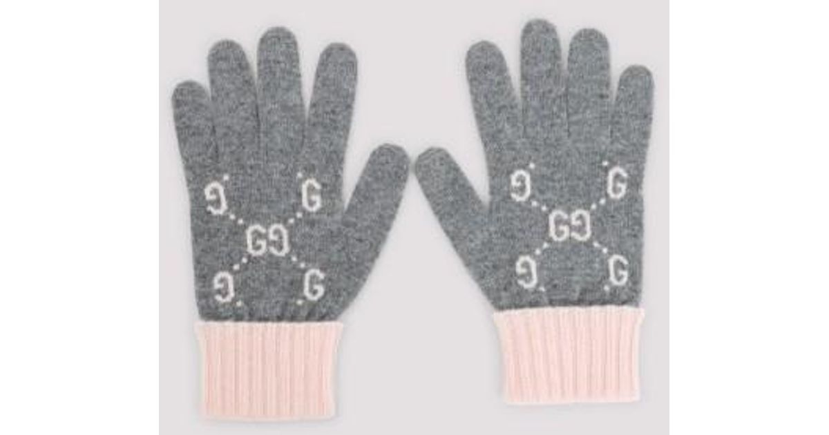 Gucci Gg Knit Gloves in Grey | Lyst UK