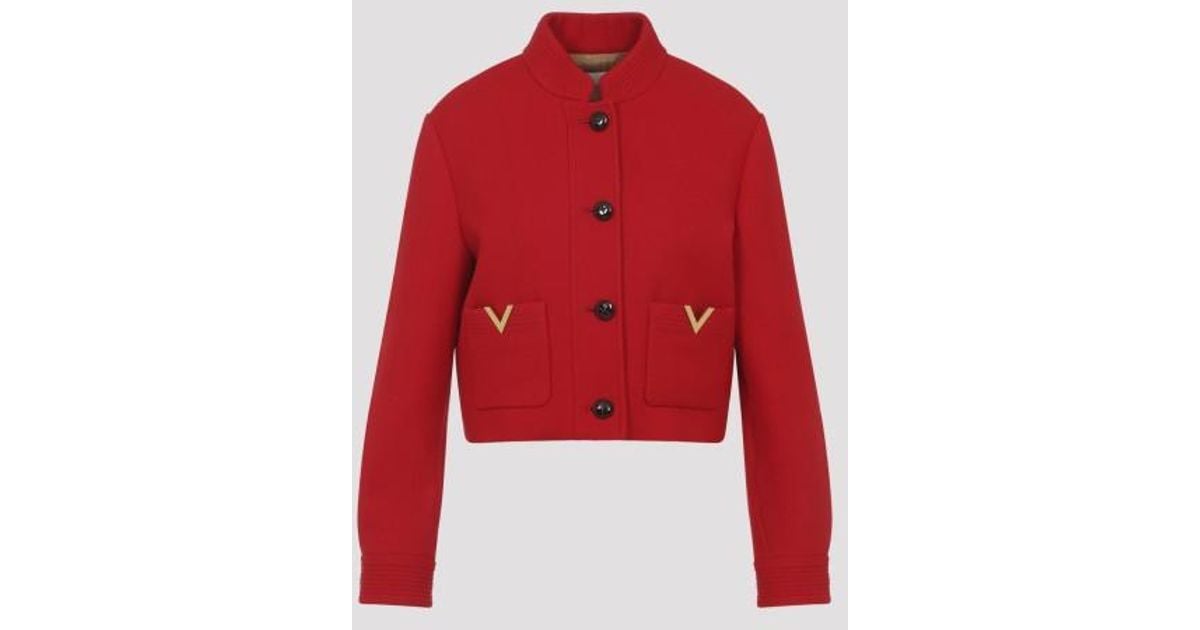 Valentino Caban Drill Jacket in Red | Lyst UK