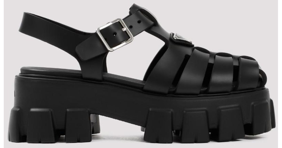 Prada Foam Rubber Sandals in Black | Lyst