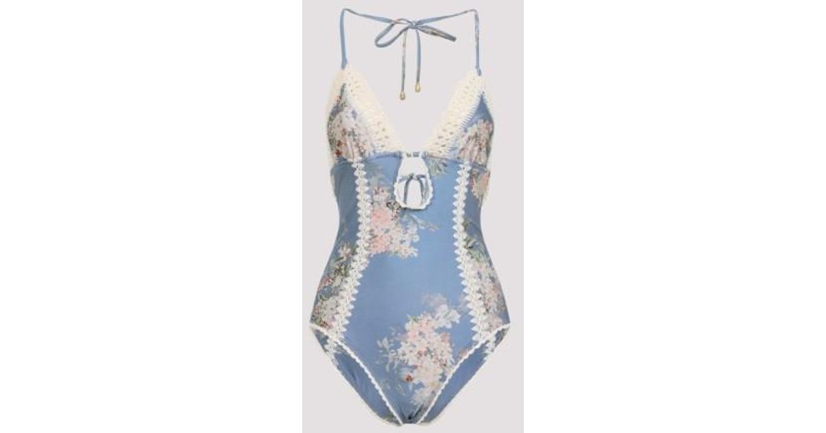 Zimmermann Cascadian Keyhole Crochet One-Piece in Blue | Lyst UK