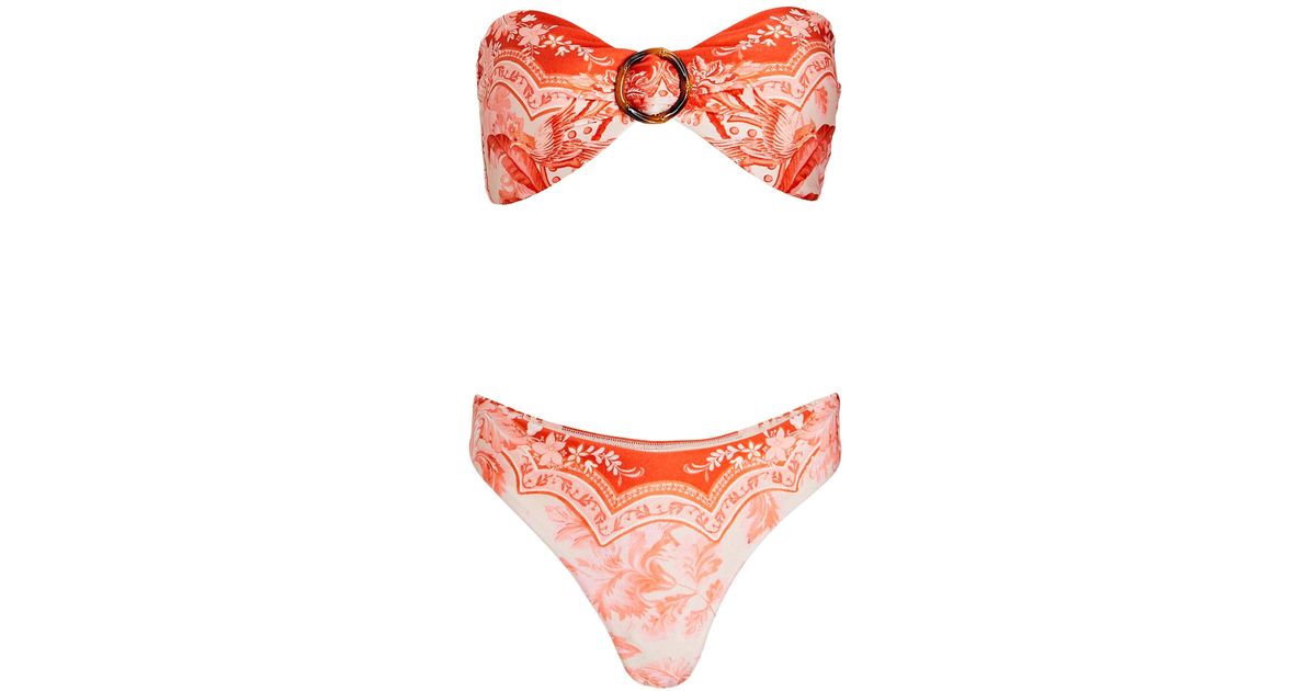 Zimmermann Lyre Bamboo Ring Bikini Set In Red Lyst Canada