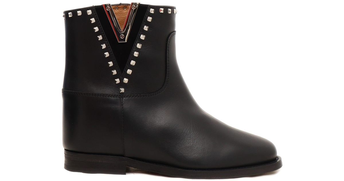 Via Roma 15 Boots With Studs in Black | Lyst