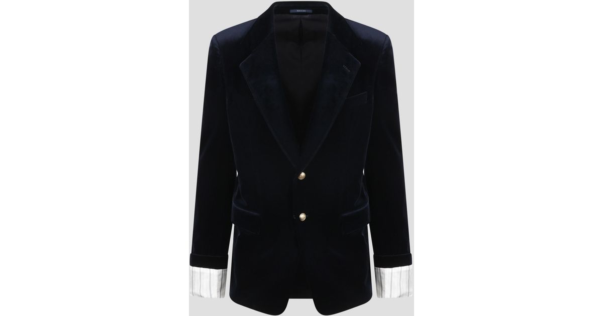Gucci Stretch Cotton Velvet Formal Jacket in Blue for Men | Lyst
