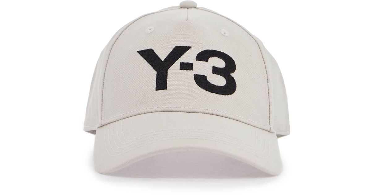 Y-3 Cotton Cap With Large Logo And Curved Brim in White | Lyst
