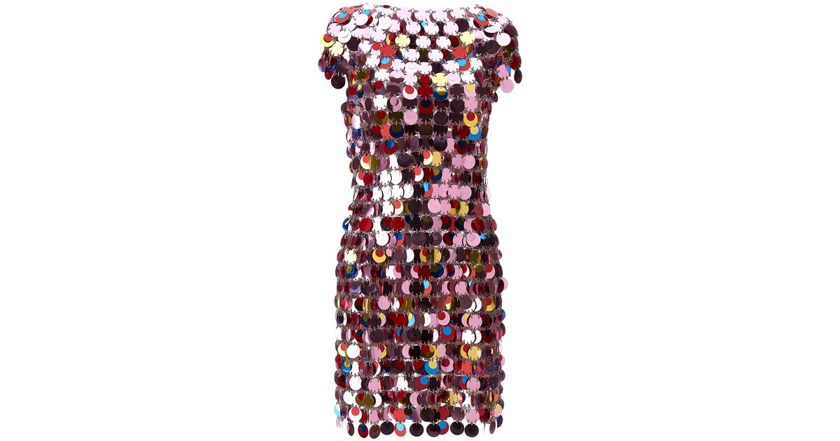 Rabanne The Iconic Sparkle Discs Dress in Red | Lyst