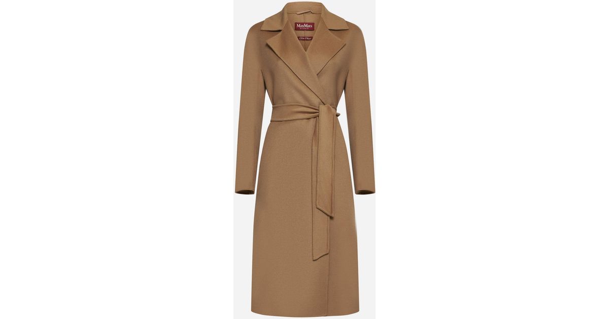 Max Mara Cles Wool Cashmere And Silk Coat In Natural Lyst
