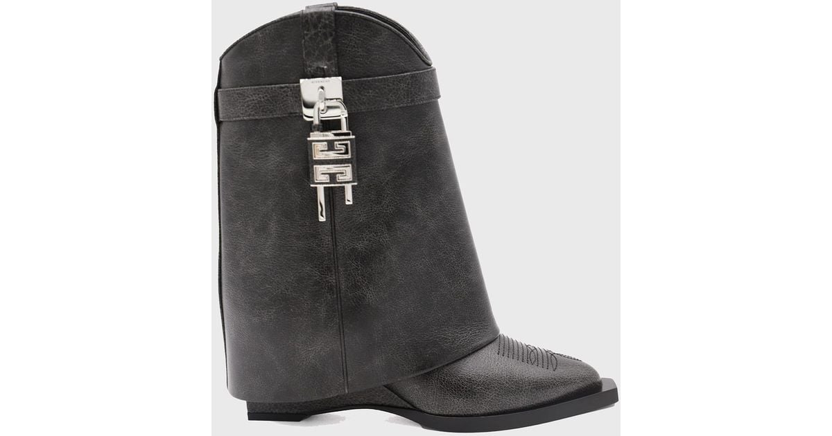 Givenchy Leather Shark Lock Cowboy Boots in Black | Lyst