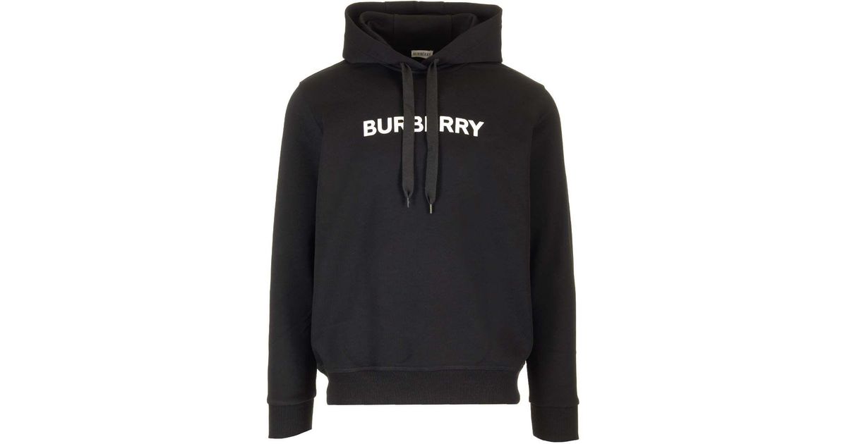 Burberry Cotton Hoodie With Logo in Black for Men | Lyst