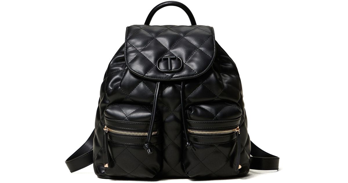 Twin Set Leather Effect Backpack in Black | Lyst