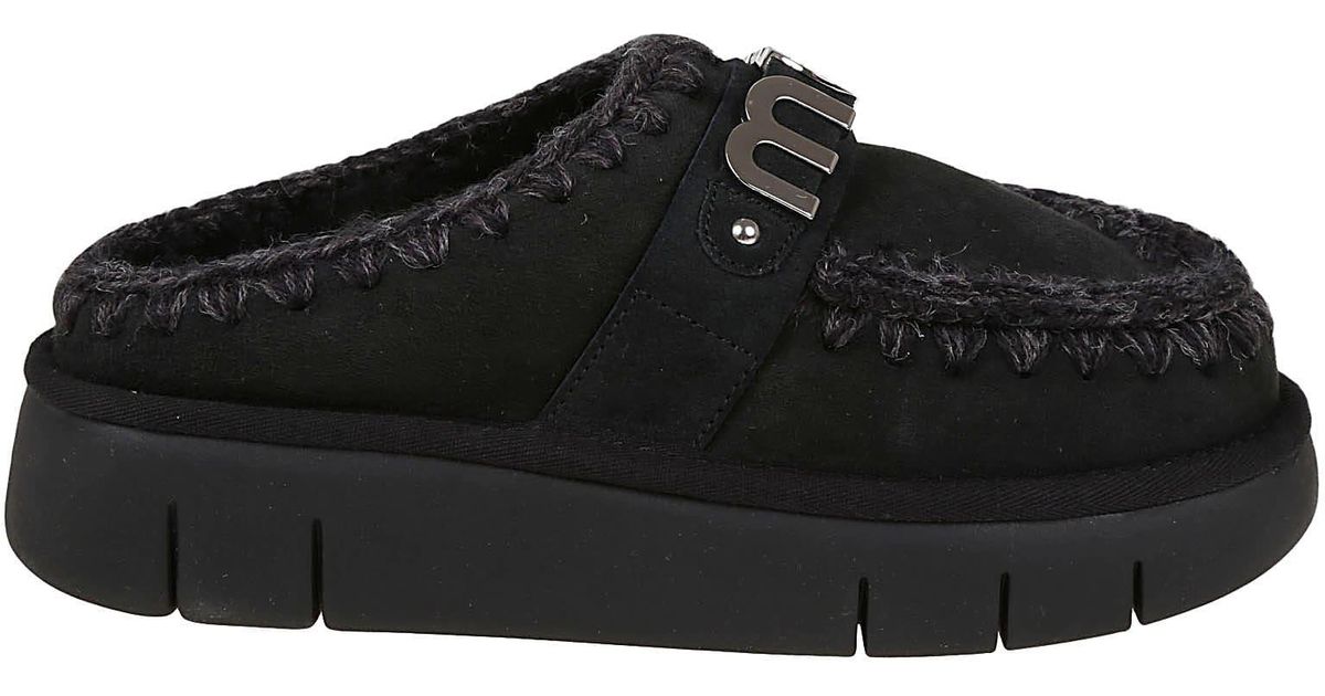 Mou Bounce Clog Metal Logo in Black | Lyst