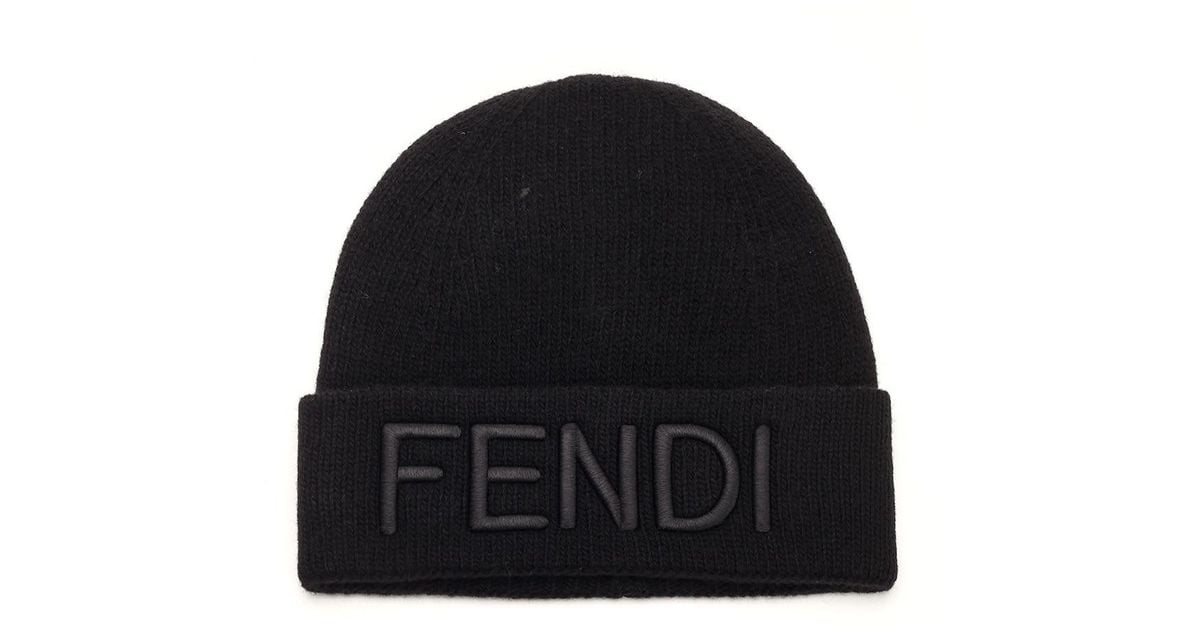 Fendi Log Hat in Black for Men | Lyst
