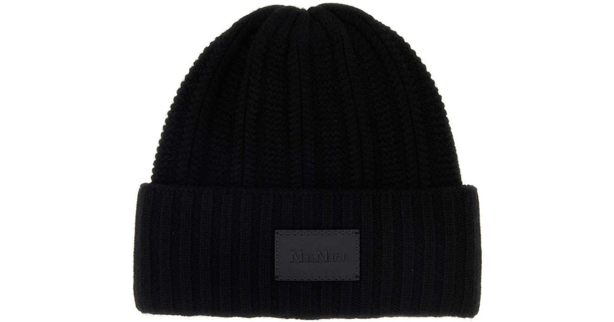 Max Mara Cashmere Macbeth Beanie Hat in Black | Lyst UK