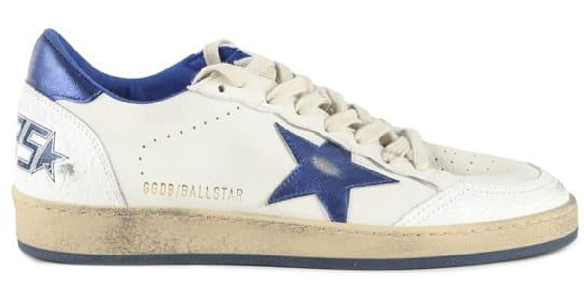 Golden Goose Ball Star Sneaker In White Nappa Leather With Star And ...