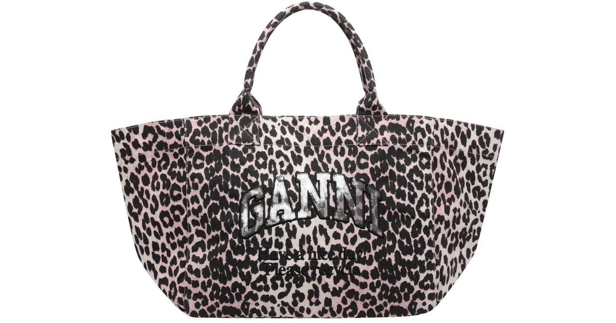 Ganni Xxl Shopper Logo Tote Bag in Black | Lyst UK