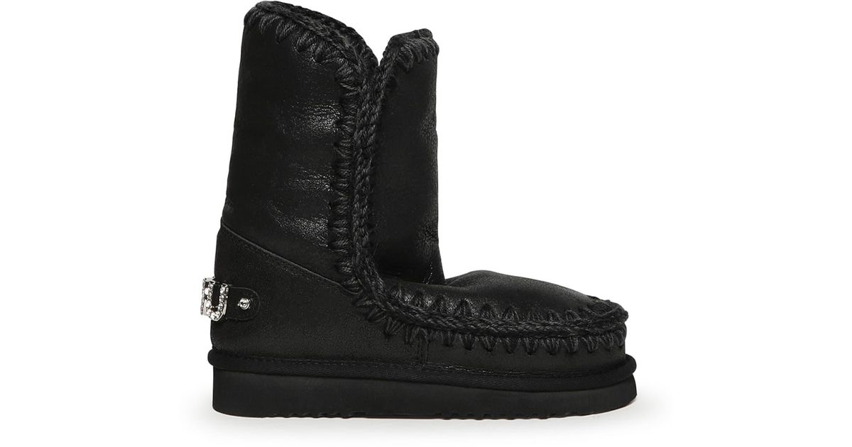 Mou Eskimo 24 Rhinestone Logo Boots in Black | Lyst UK