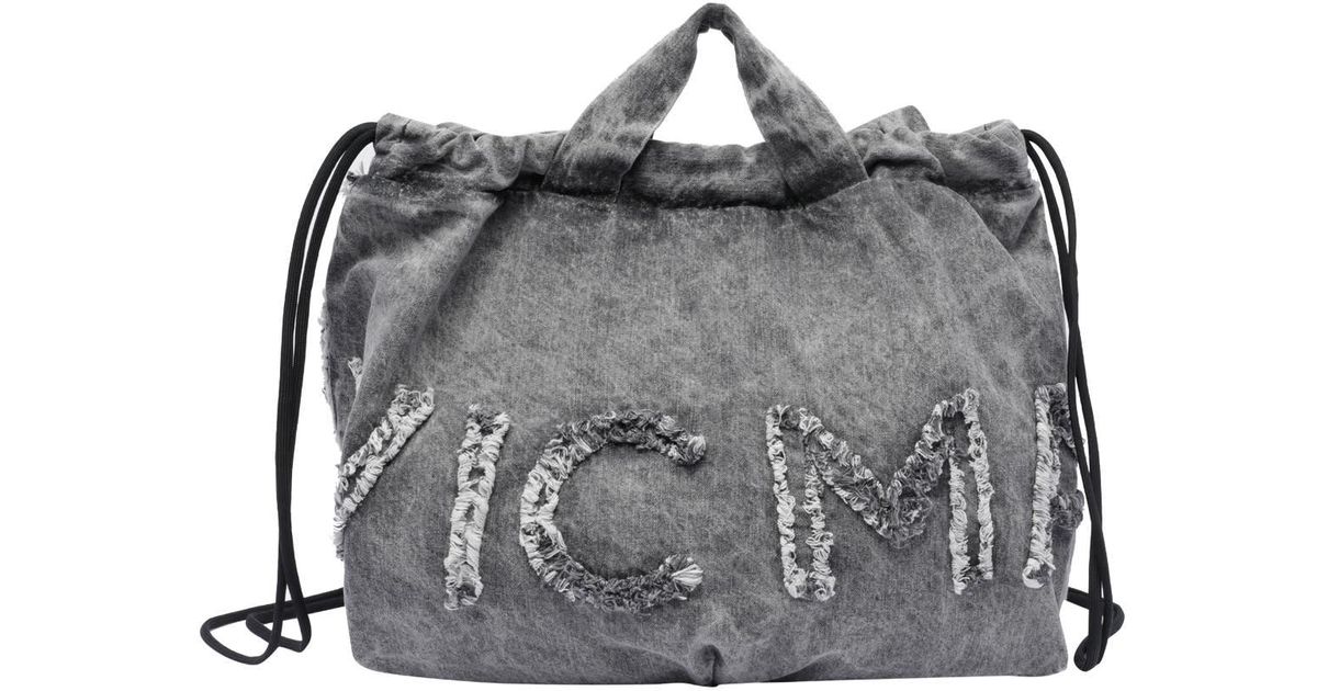 Vic Matié Penelope Denim Logo Backpack Bag in Gray | Lyst