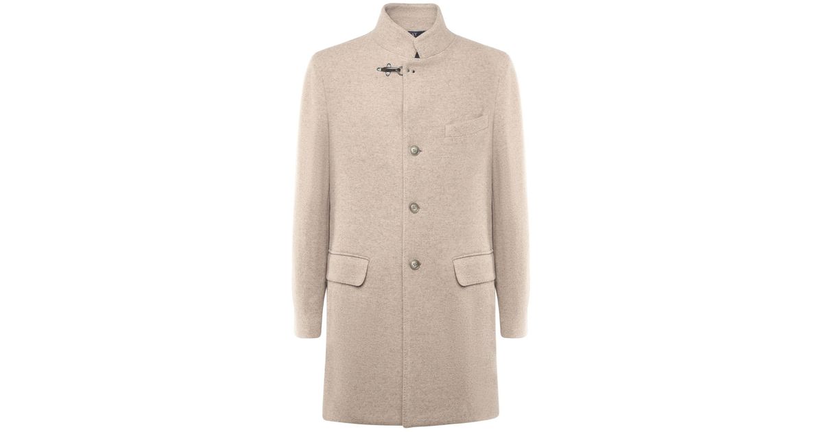 Fay Wool Coat in Natural for Men | Lyst UK