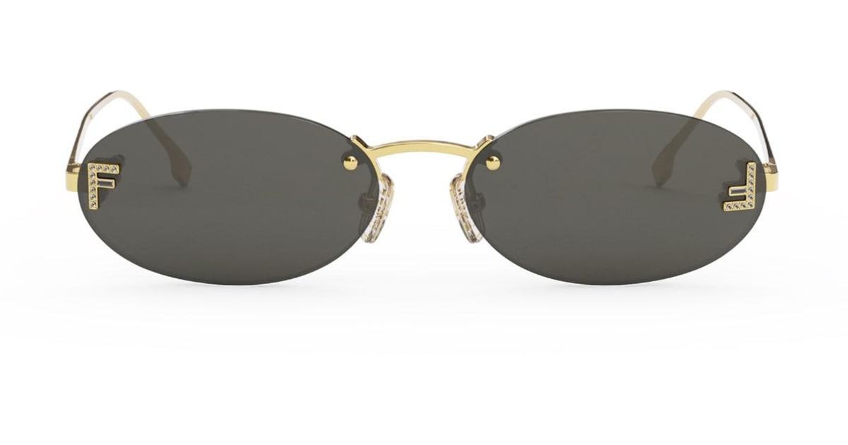 Fendi Fe4075Us 30A Oro Fendi First Crystal Sunglasses in Gray | Lyst