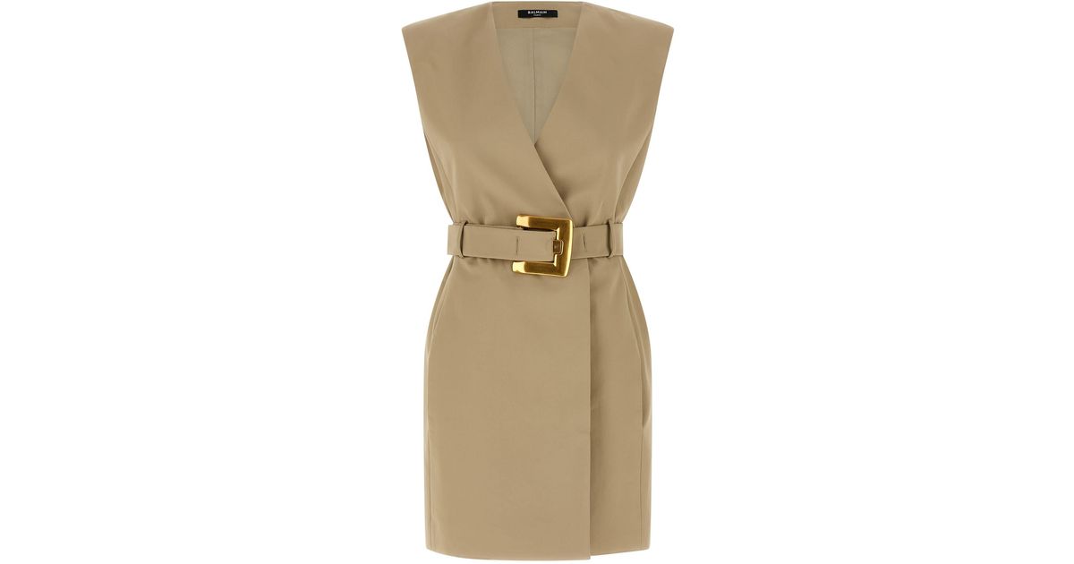 Balmain Anthem Dress in Metallic | Lyst UK