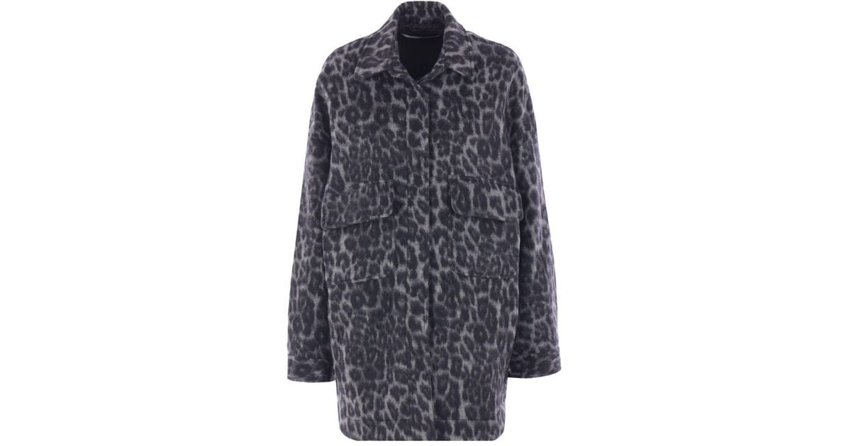 FEDERICA TOSI Leopard Coat in Blue | Lyst UK