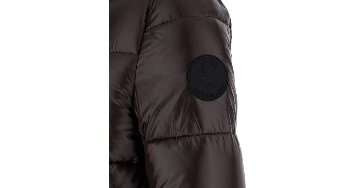 Save The Duck Isla Down Jacket With Oversized Neck in Black | Lyst