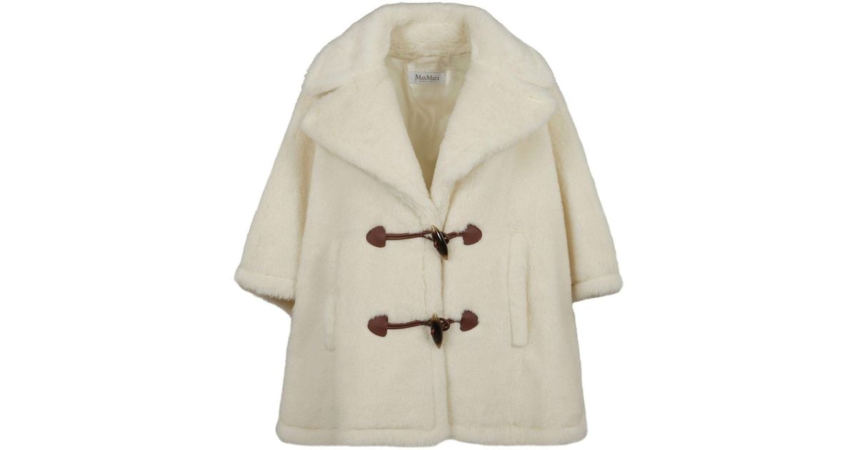 Max Mara George Teddy Cape Coat in Natural | Lyst