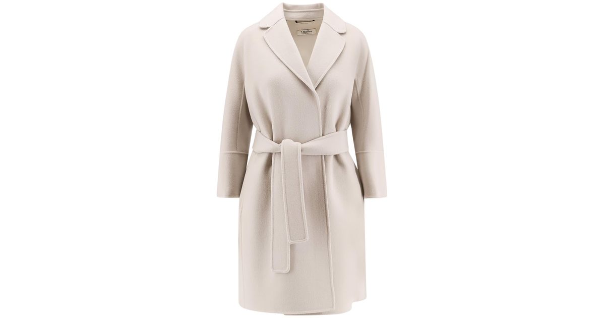 Max Mara Arona Virgin Wool Coat in Natural | Lyst