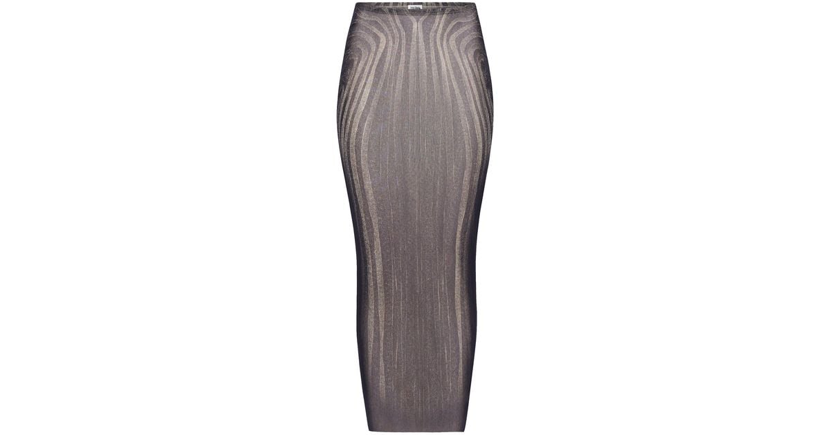Jean Paul Gaultier Spiral Printed Mesh Long Skirt in Grey | Lyst UK