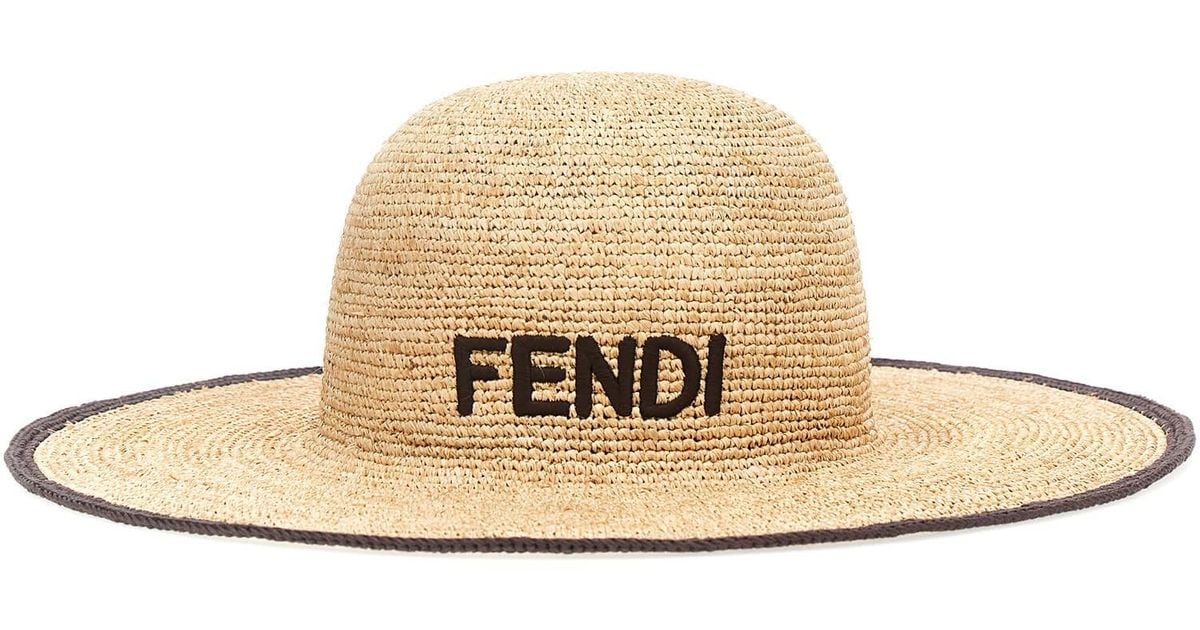 Fendi Logo Embroidery Hat in Natural | Lyst