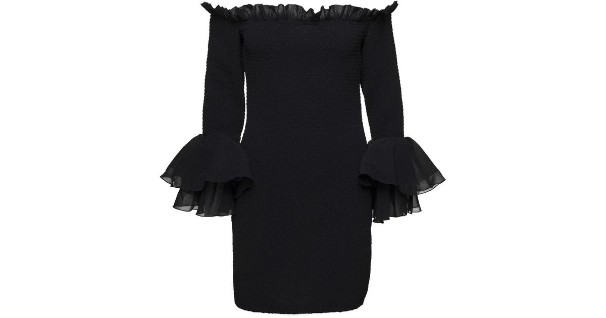 ROTATE BIRGER CHRISTENSEN 'Bellina' Shirred Mini Dress in Black | Lyst