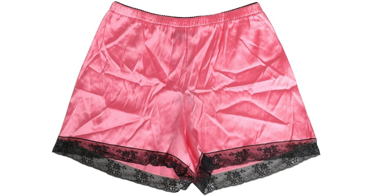Dolce & Gabbana Silk Satin Lace Trim Pajama Shorts Sleepwear Cotton ...