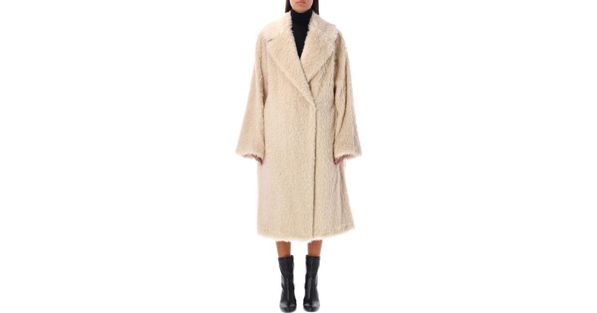 Stand Studio Nicole Faux-fur Coat in Natural | Lyst