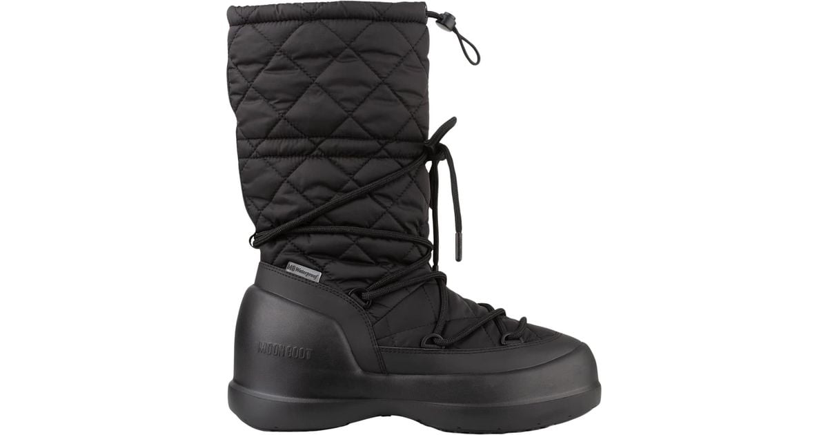 Moon Boot Mb Mezzaluna Quilted Hig in Black | Lyst