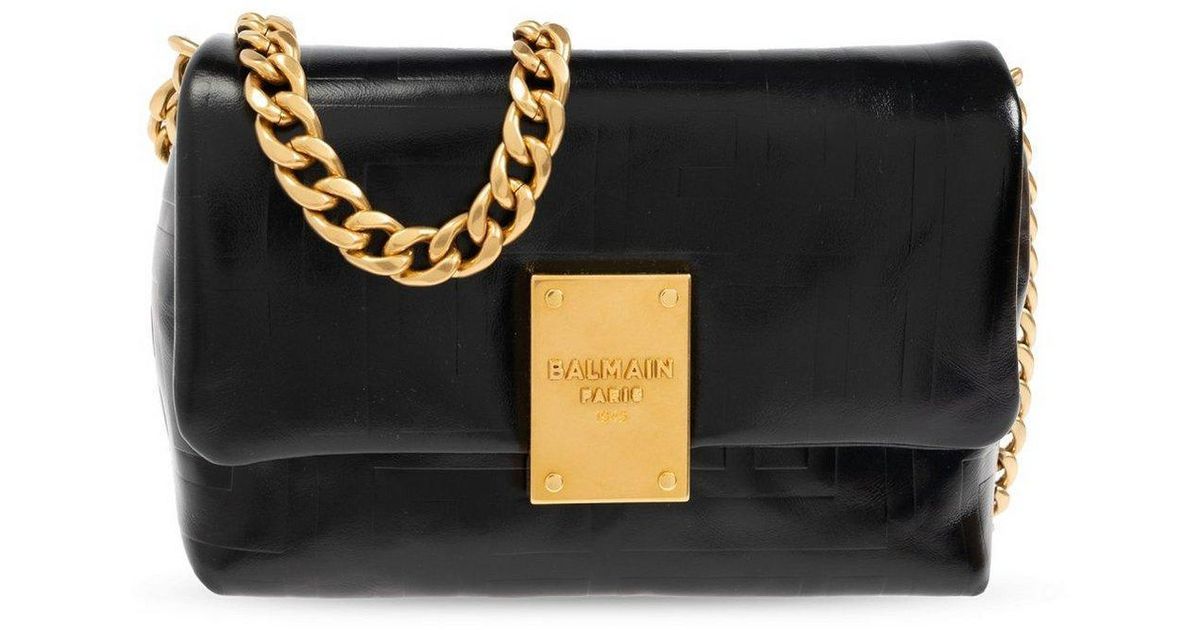 Balmain Shoulder Bag Flap Small in Black | Lyst
